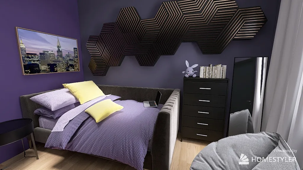 Purple Streamer Bedroom created by Courtney Fox on Homestyler