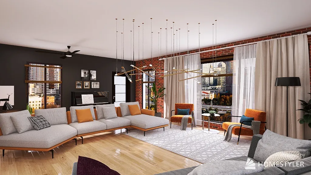 MODERN LIVING ROOM created by Moriah Interiors on Homestyler