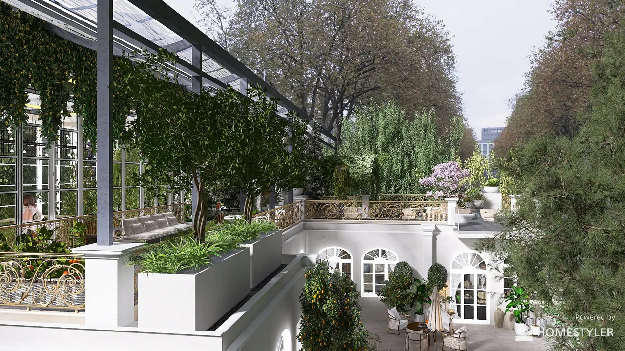 House with a winter garden and terrace created by Mary Leschinskay on ...