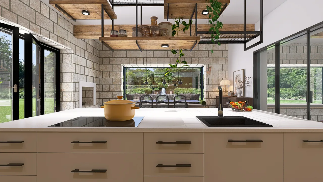 Rustic modern kitchen with dining area created by Vivalu Design on ...