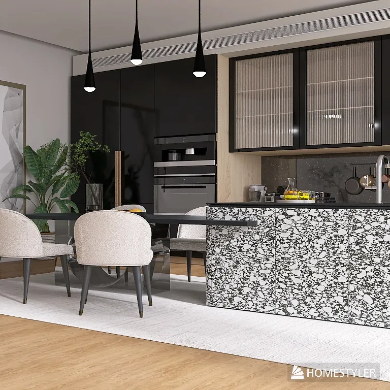 open plan kitchen -dining room created by MN Designs on Homestyler