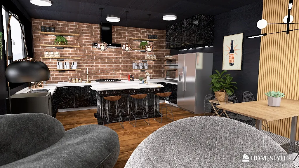 Living/Dining/Kitchen created by Kayley W💜 on Homestyler